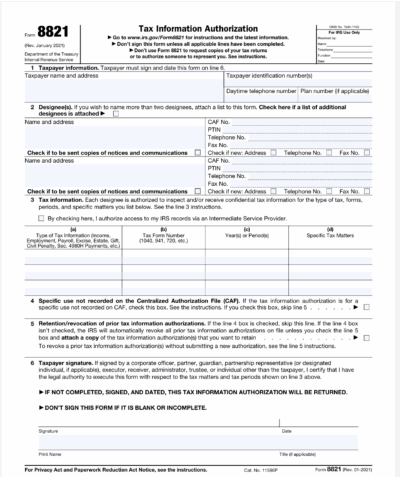 Form 8821: How to Fill Out and When to Use for Expats
